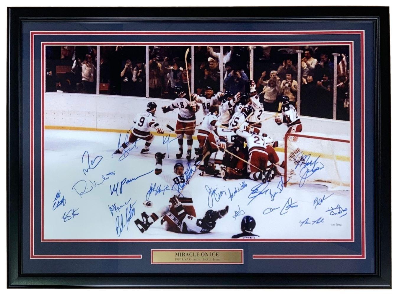 1980 Team USA "Miracle On Ice" Custom Framed Photo Team-Signed By (21 ...