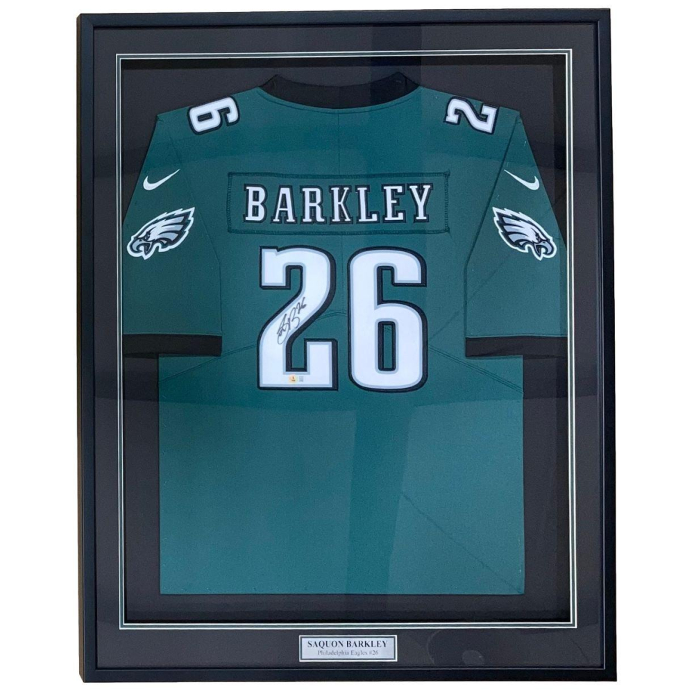 Saquon Barkley Signed Eagles Custom Framed Photo Display (Beckett ...