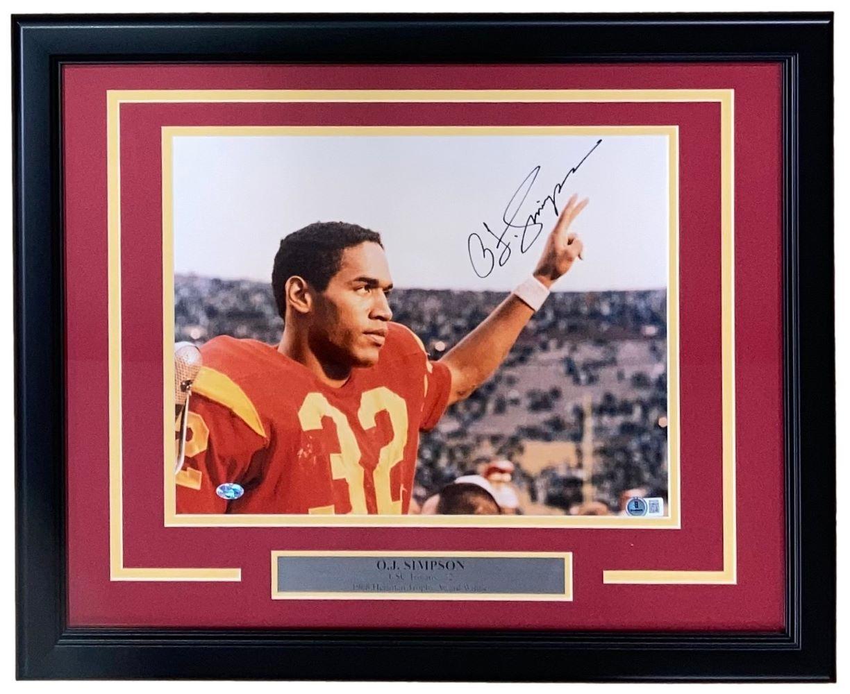 OJ Simpson Signed USC Trojans Custom Framed Photo (Beckett) | Pristine ...