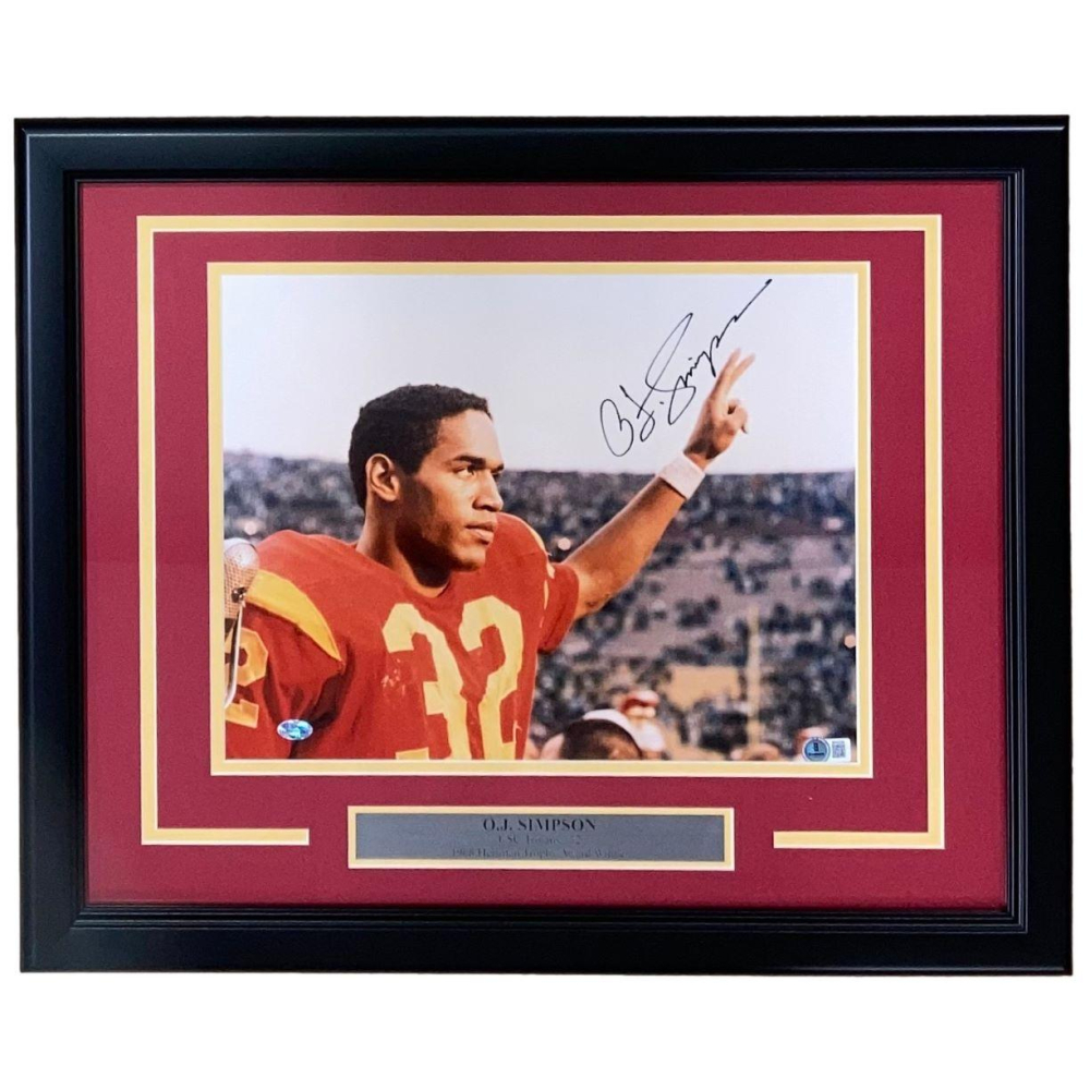 OJ Simpson Signed USC Trojans Custom Framed Photo (Beckett) | Pristine ...