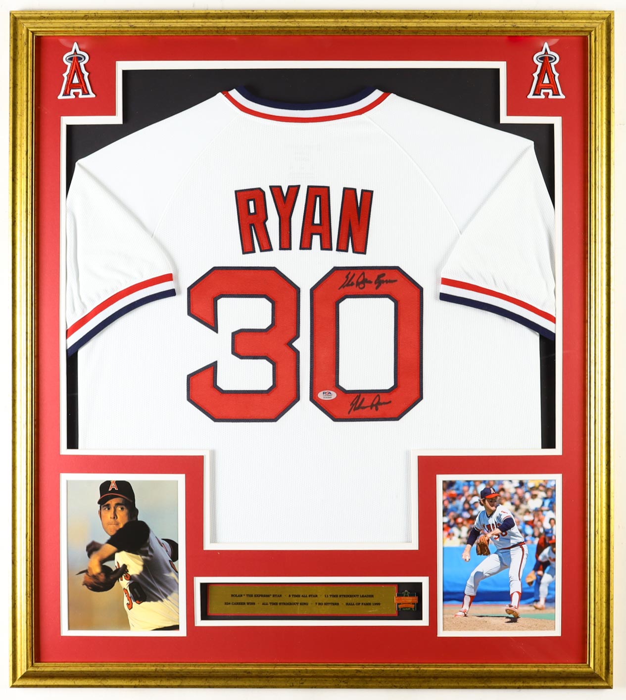 Nolan Ryan Signed Custom Framed Jersey Display Inscribed "The Ryan ...