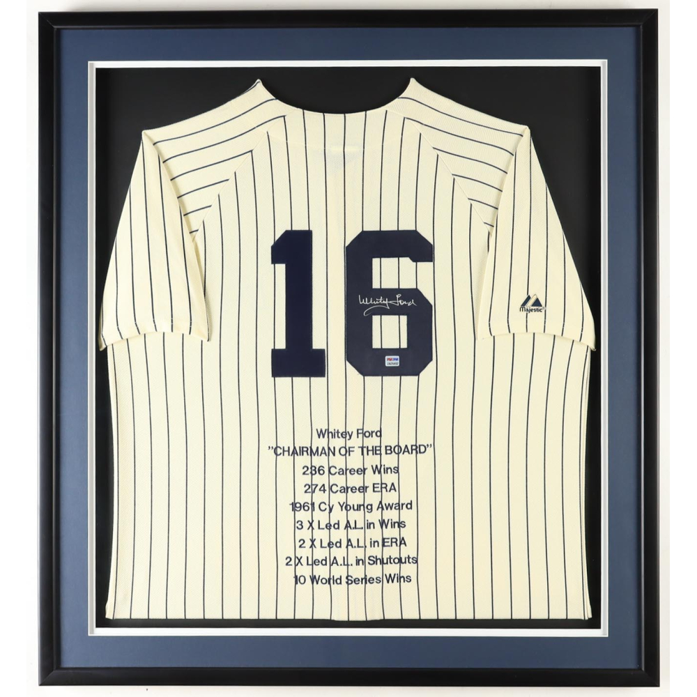 Whitey Ford Signed Yankees Custom Framed Career Stat Jersey Display ...