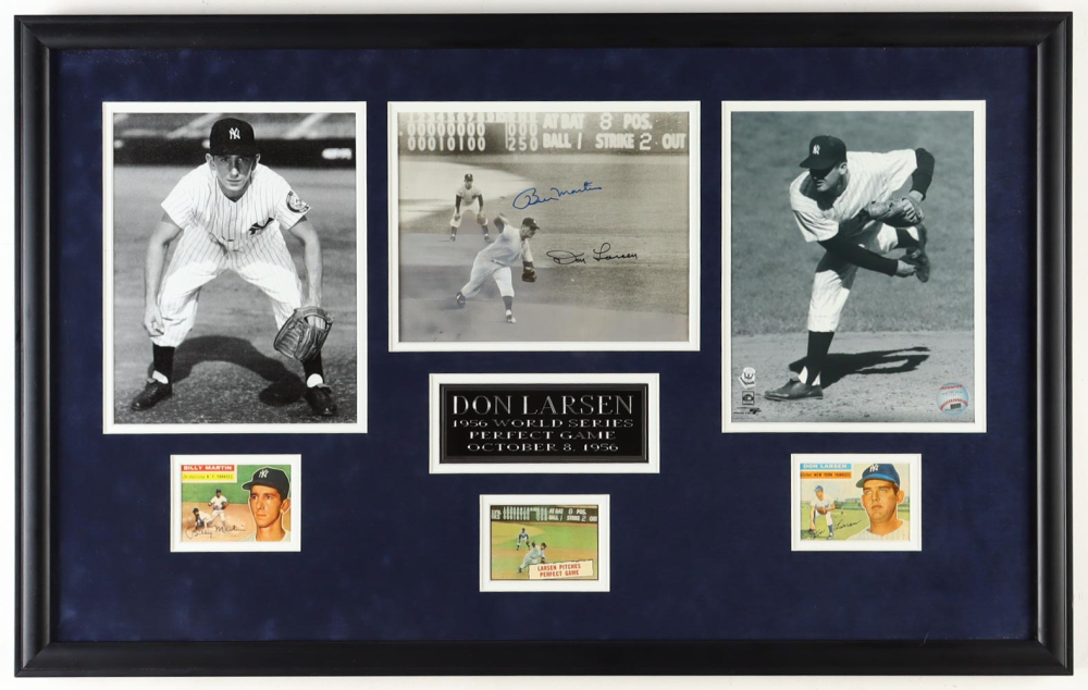 Don Larsen & Billy Martin Signed Yankees Custom Framed Photo Display ...
