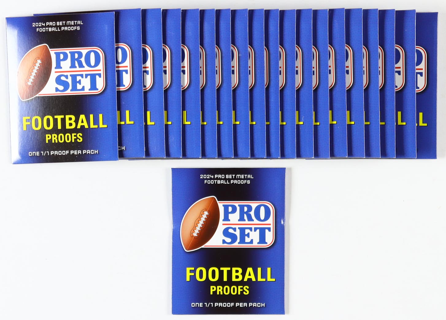 2024 Pro Set Metal Football 1/1 Pre-Production Proof (20) Pack Lot ...