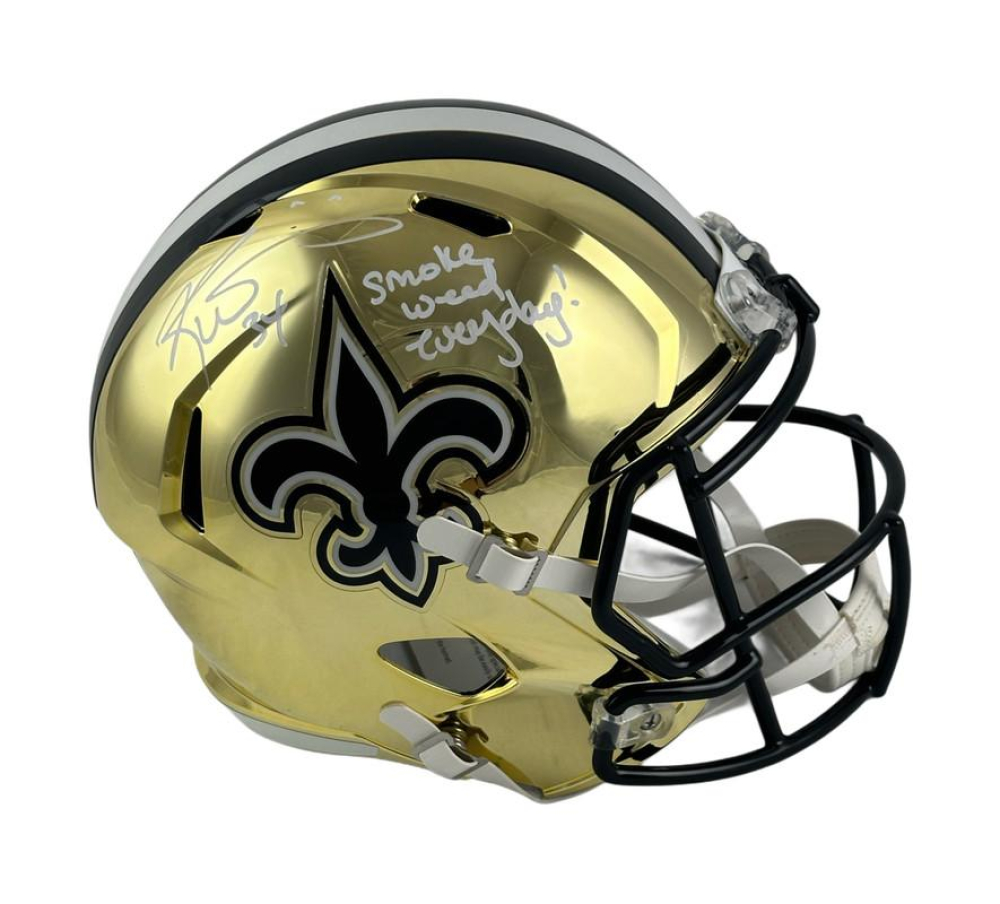 Ricky Williams Signed Saints Full-Size Chrome Alternate Speed Helmet ...