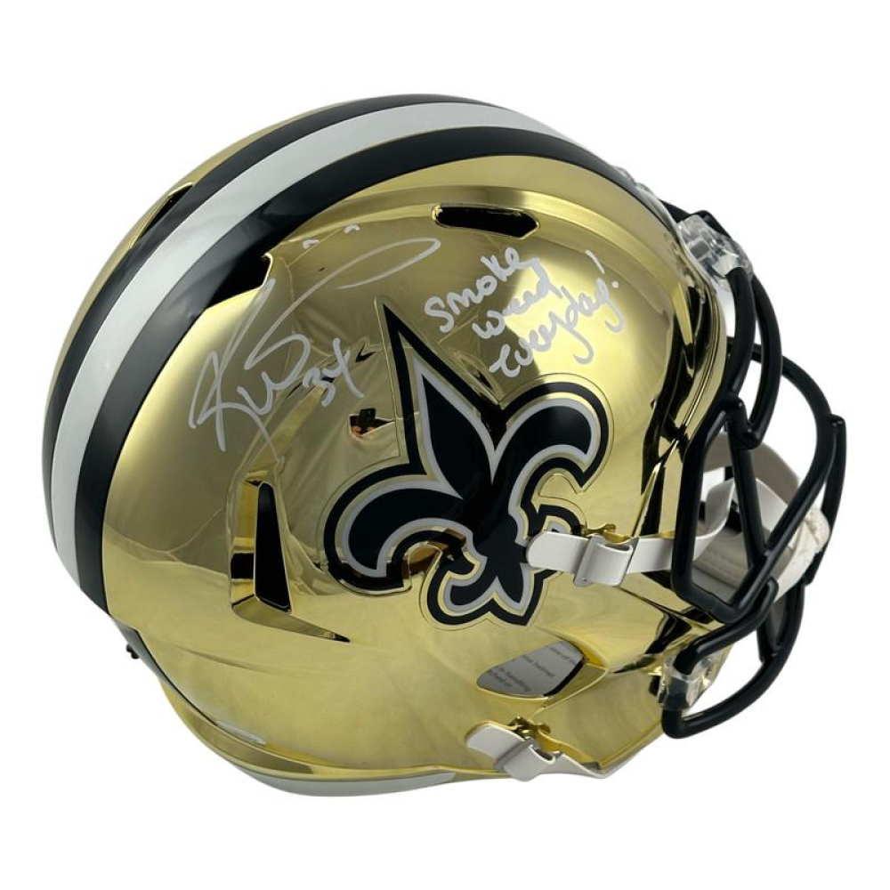 Ricky Williams Signed Saints Full-Size Chrome Alternate Speed Helmet ...