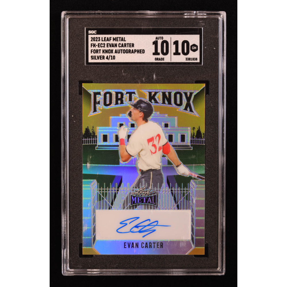 Evan Carter 2023 Leaf Metal Fort Knox Autograph Prismatic Silver #FKEC2 ...