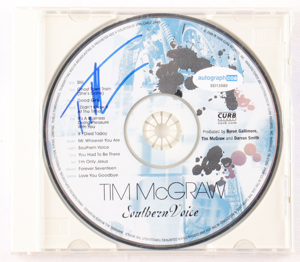 Tim McGraw Signed "Southern Voice" CD Album Disc (ACOA) | Pristine Auction
