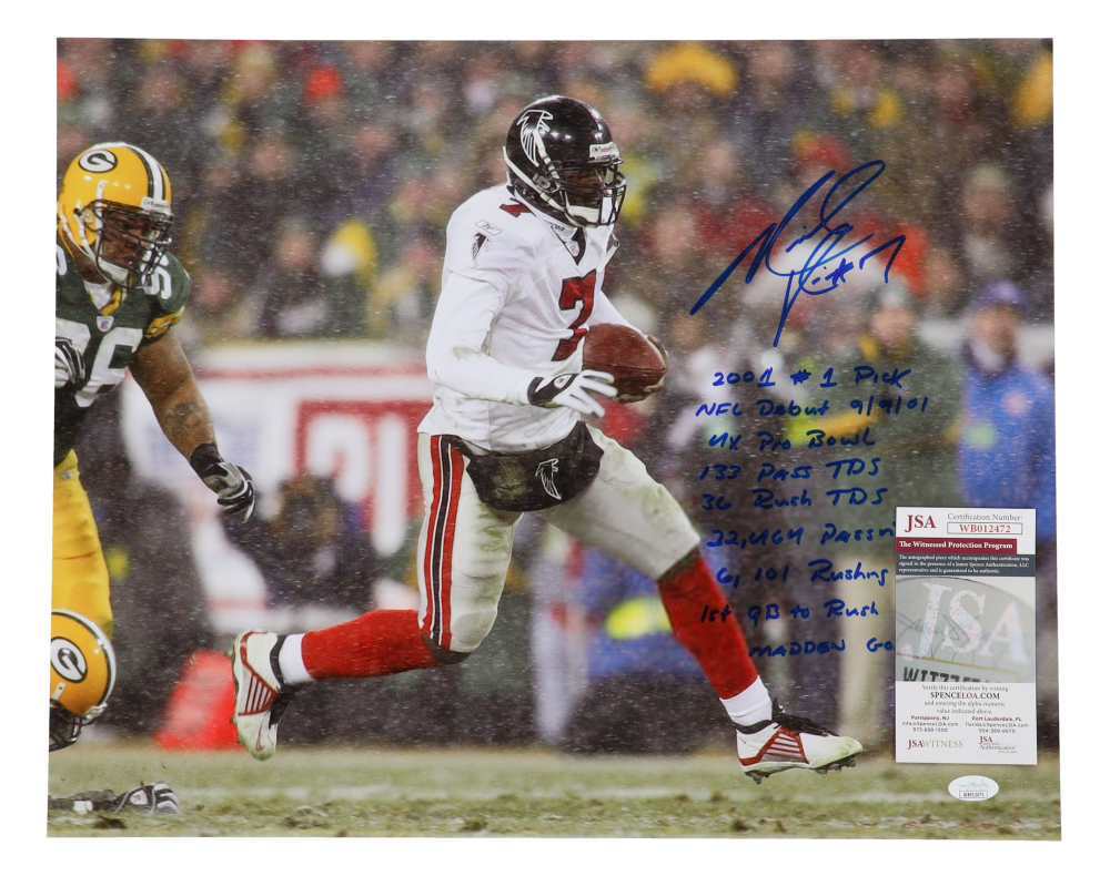 Michael Vick Signed Falcons 16x20 Photo With (9) Career Stat ...
