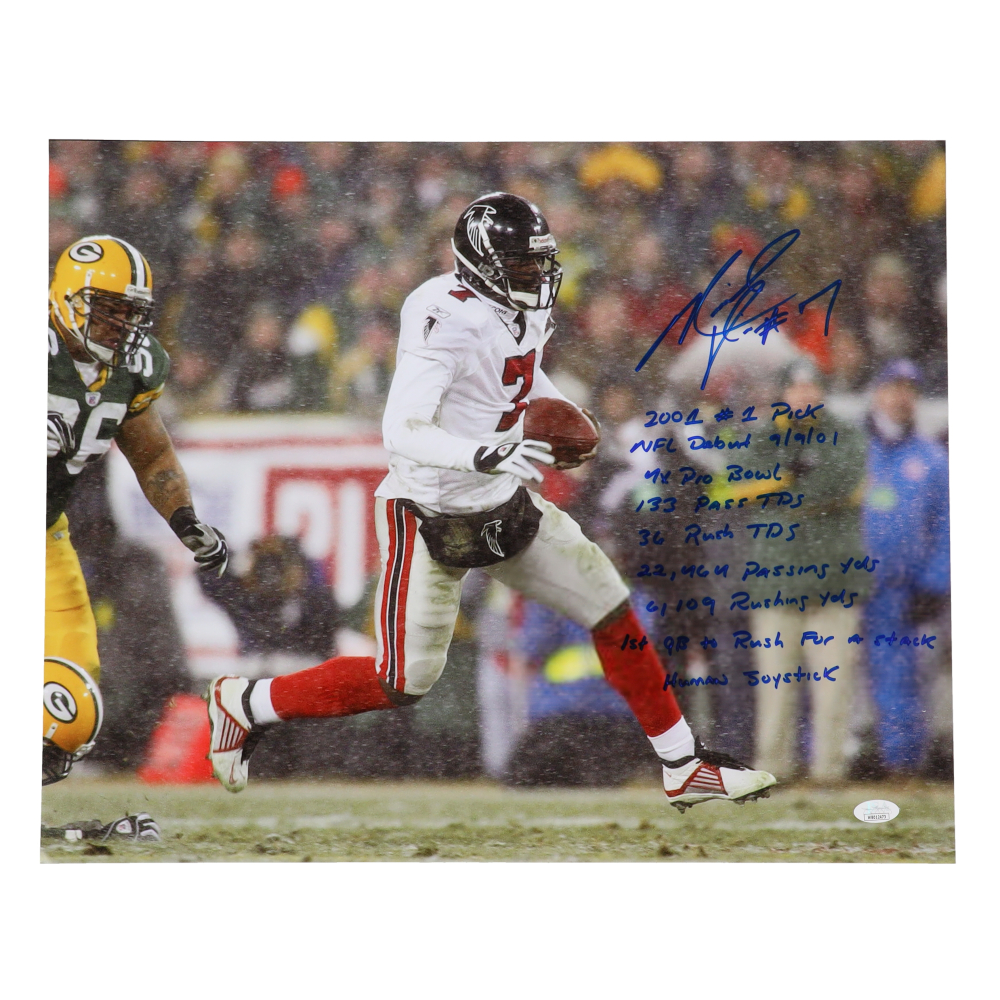 Michael Vick Signed Falcons 16x20 Photo With (9) Career Stat ...