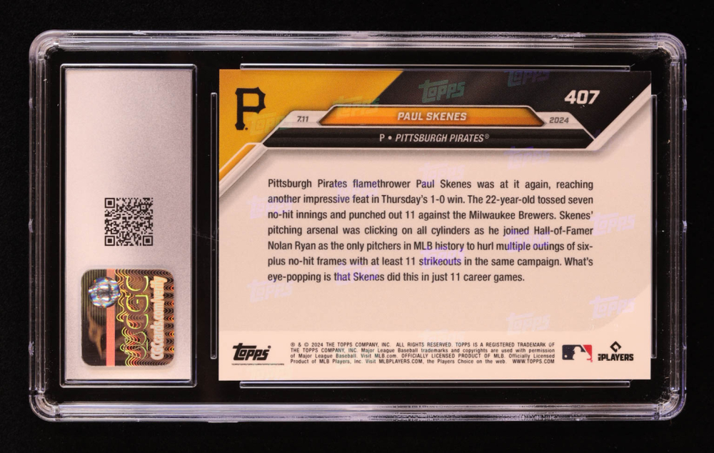 Paul Skenes 2024 Topps Now #407 RC (CGC 10) | Pristine Auction