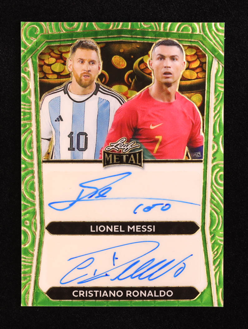 Lionel Messi | Cristiano Ronaldo 2024 Leaf Metal Dual Autographs Green ...