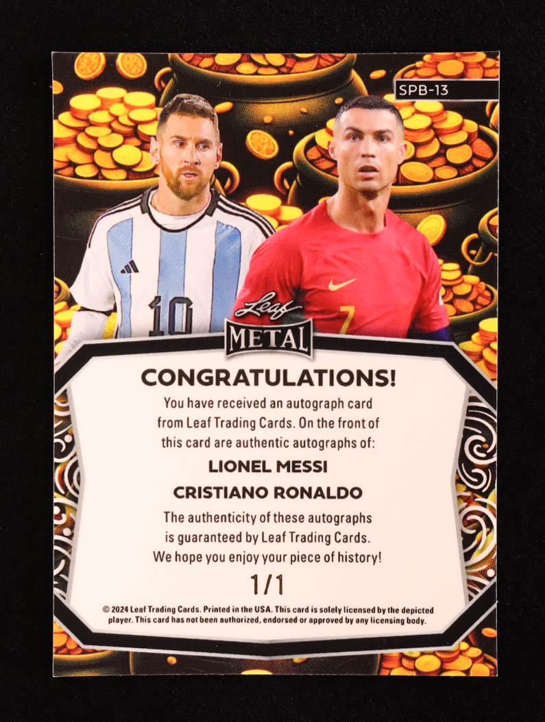 Lionel Messi | Cristiano Ronaldo 2024 Leaf Metal Dual Autographs Green ...