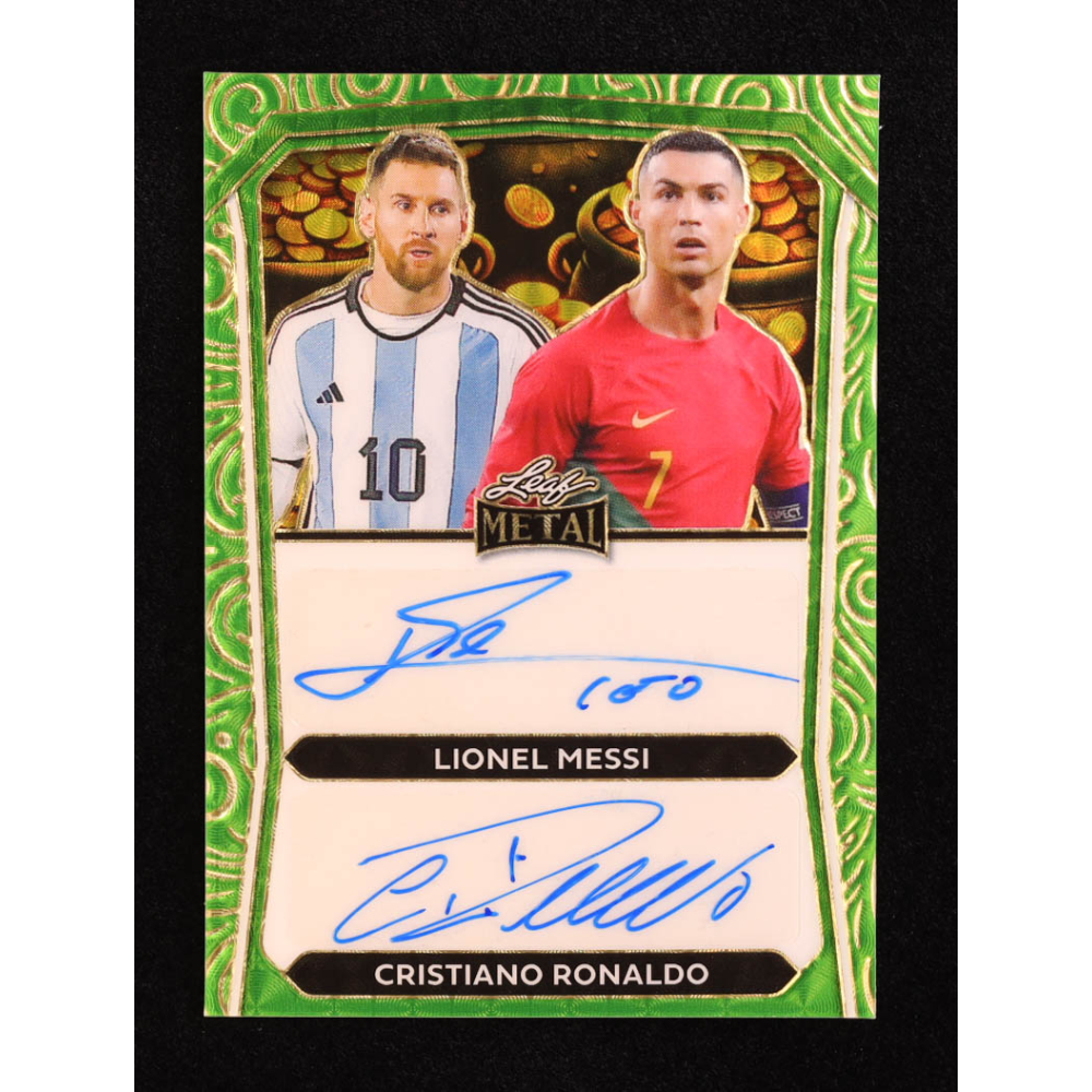 Lionel Messi | Cristiano Ronaldo 2024 Leaf Metal Dual Autographs Green ...