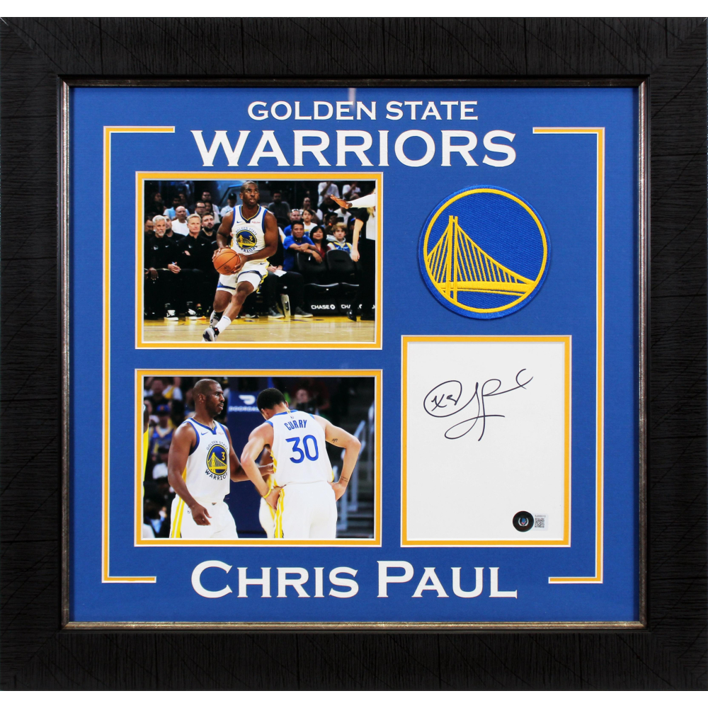 Chris Paul Signed Warriors Custom Framed Cut Display (Beckett ...