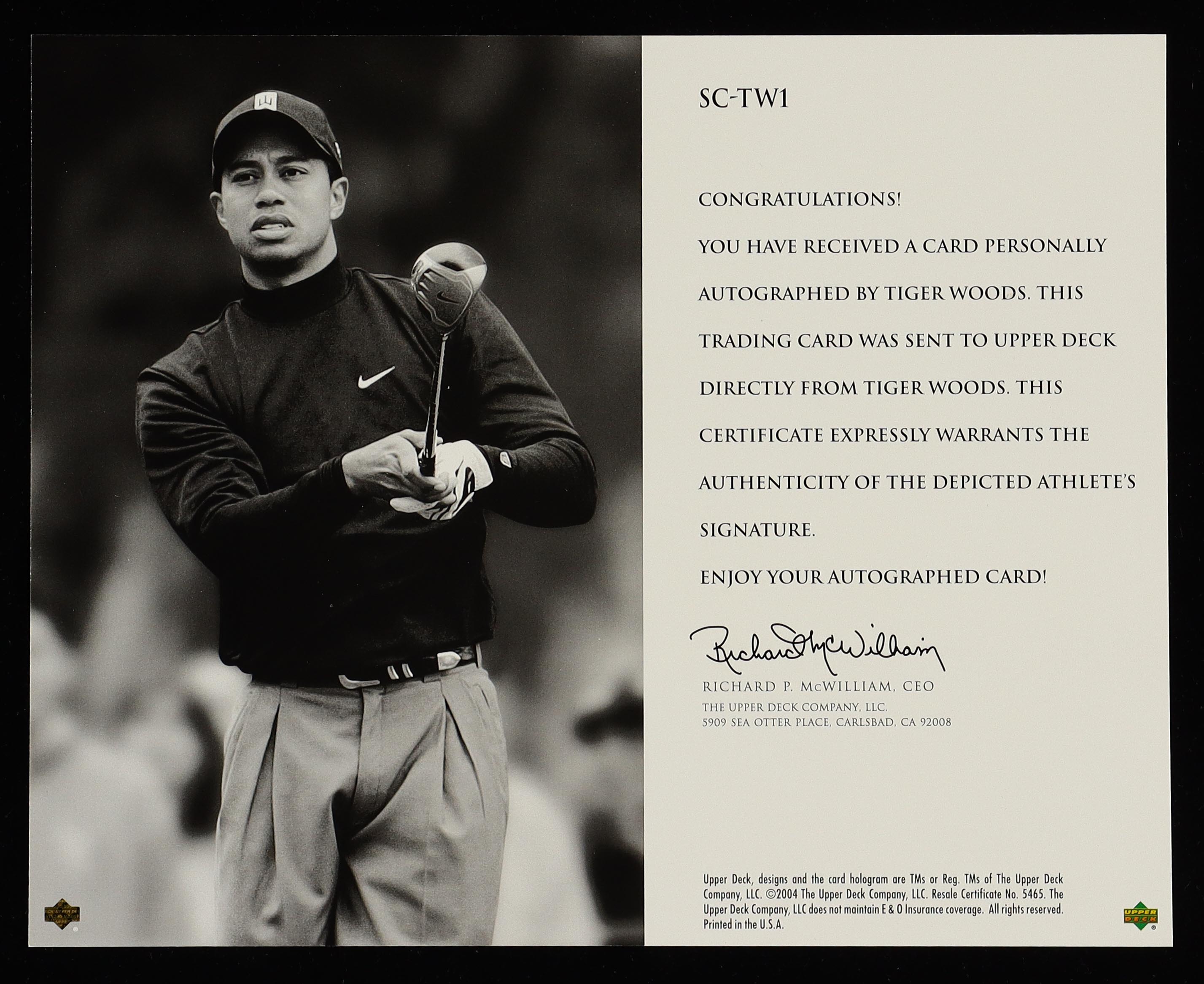 Tiger Woods 2004 Upper Deck SP Signs of a Champion Signatures Jumbo ...