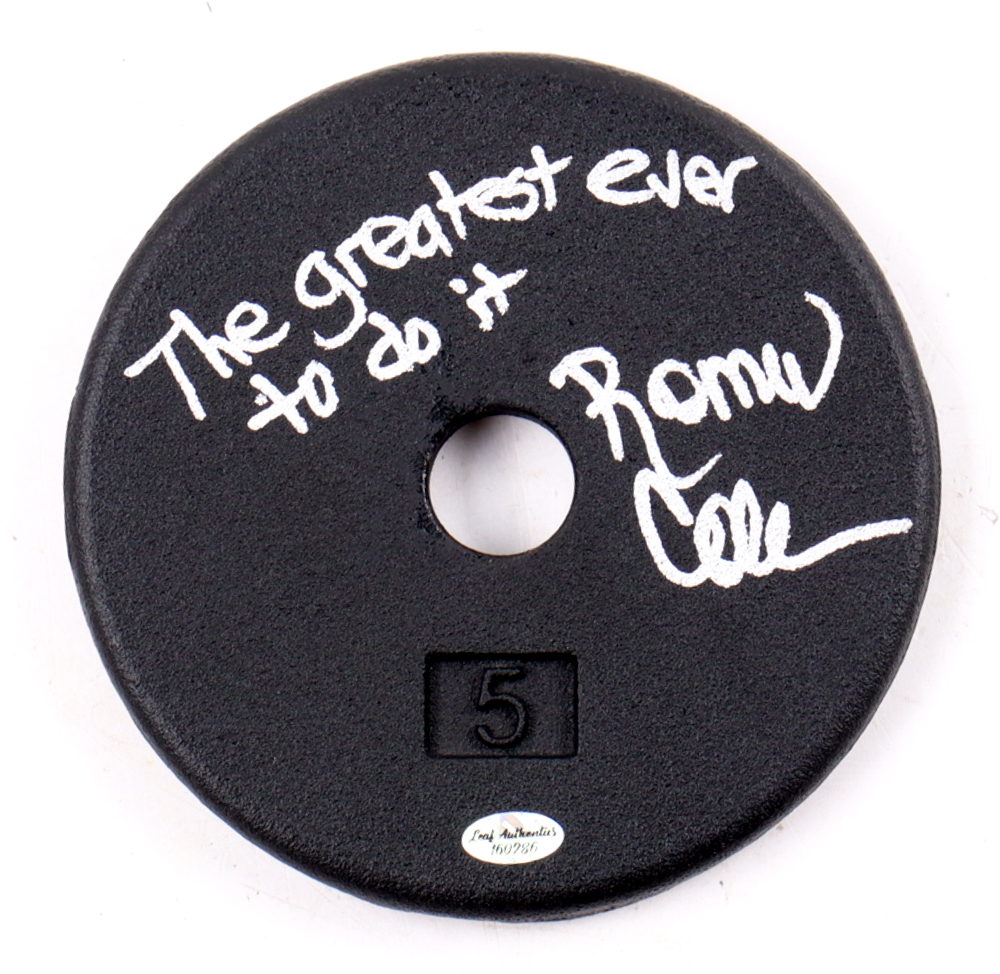 Ronnie Coleman Signed 5lb Weight Inscribed "The Greatest Ever To Do It ...