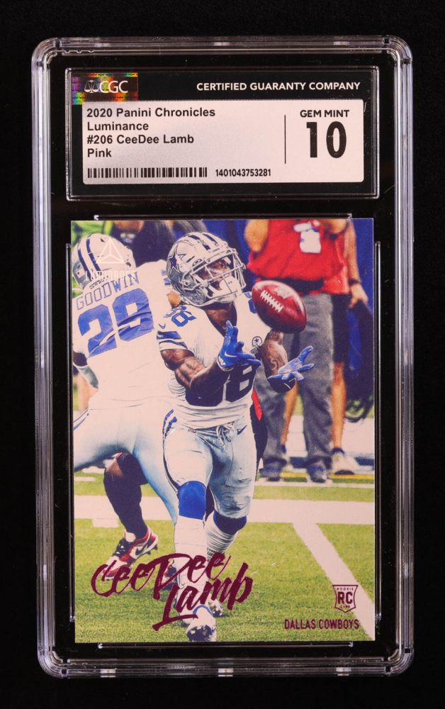 CeeDee Lamb 2020 Panini Luminance Pink #206 RC / CHRONICLES (CGC 10 ...