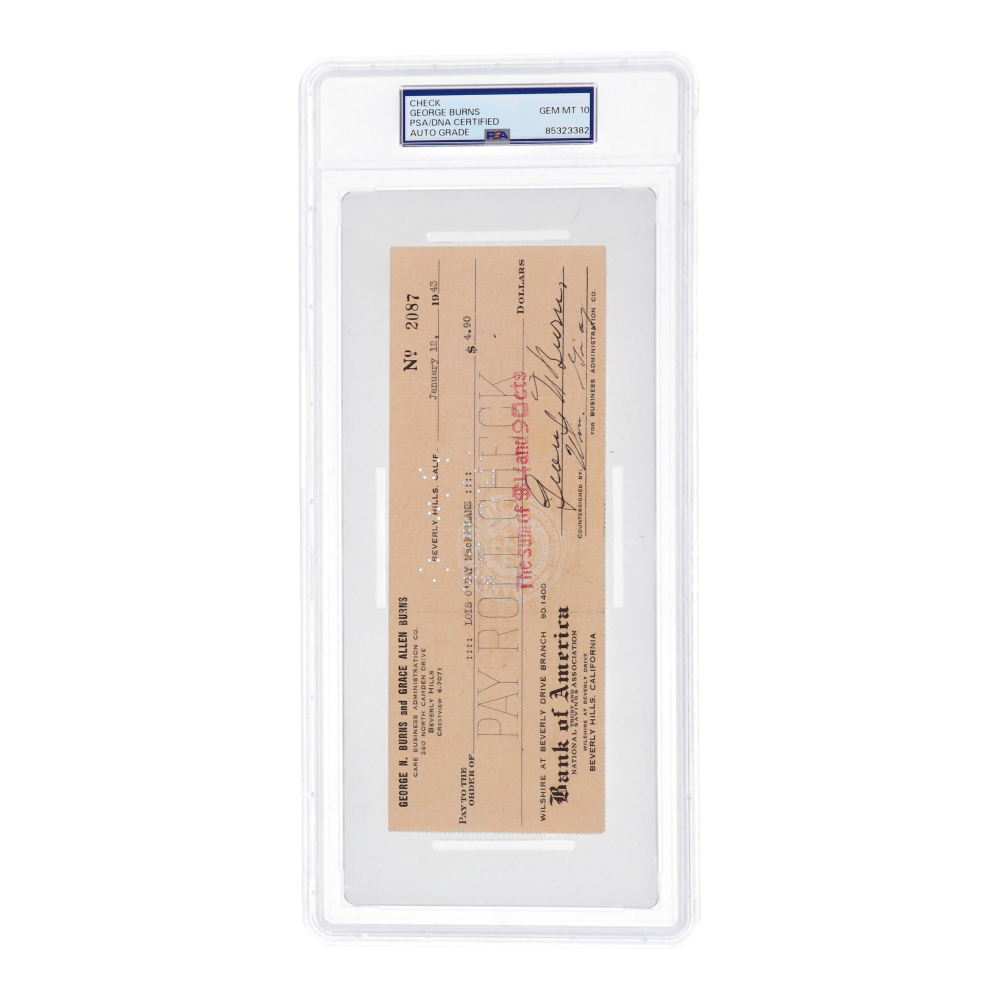 George Burns Signed Personal Check (PSA | Auto Grade 10) | Pristine Auction