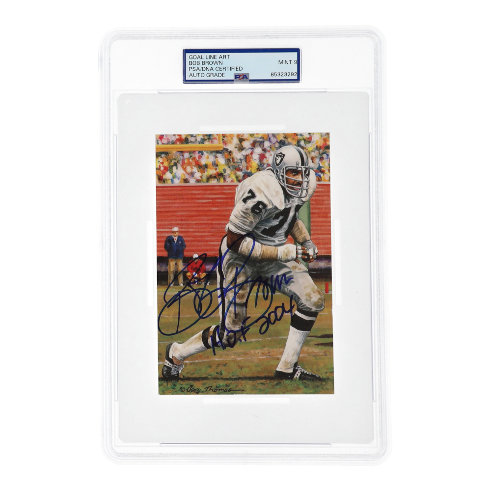 Bob Brown Signed Raiders LE Goal Line Art Hall of Fame Postcard ...