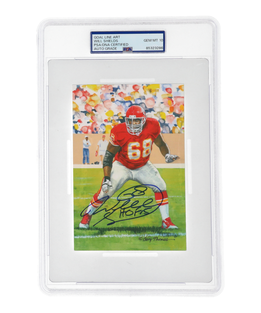 Will Shields Signed Chiefs LE Goal Line Art Hall of Fame Postcard ...