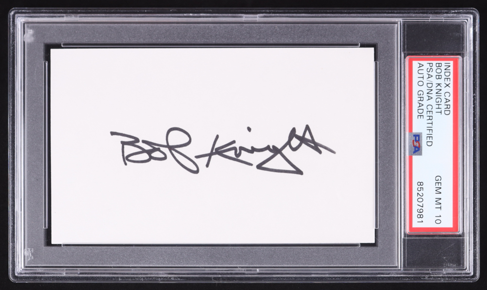 Bob Knight Signed Index Card (PSA | Autograph Grade 10) | Pristine Auction