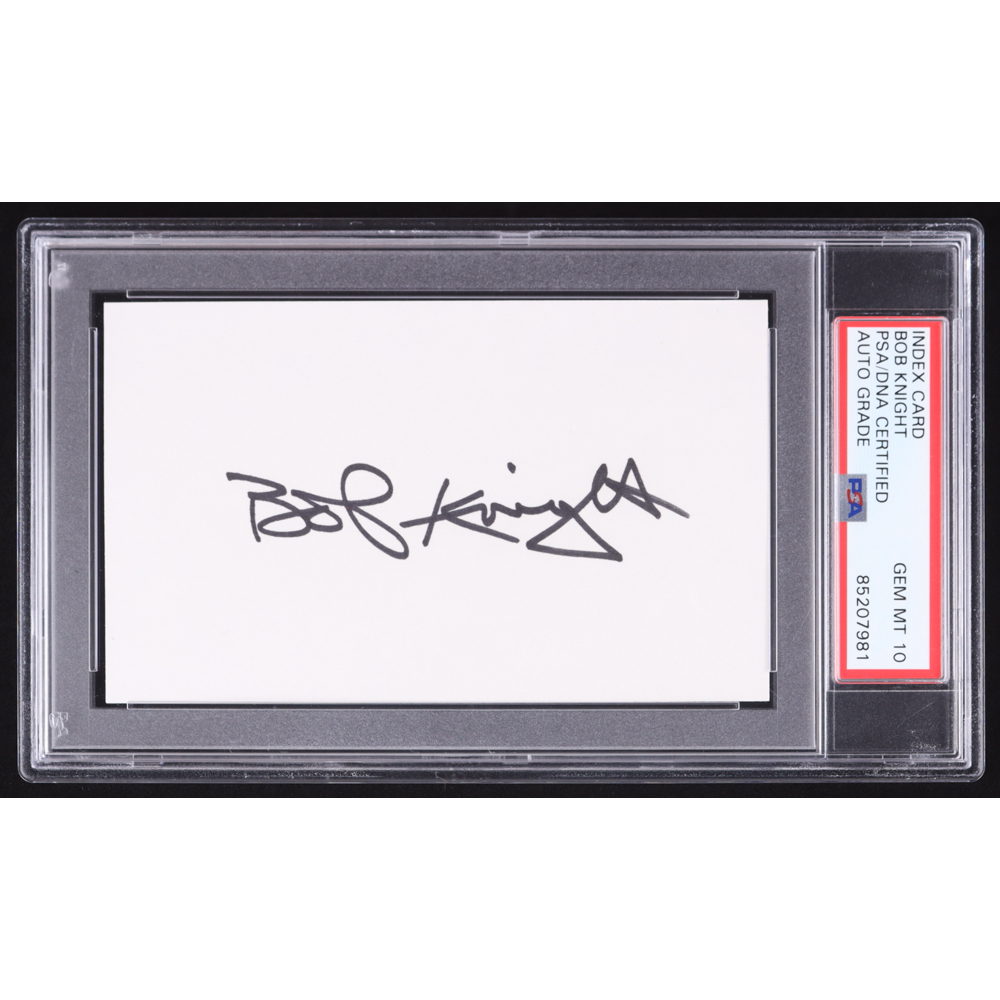 Bob Knight Signed Index Card (PSA | Autograph Grade 10) | Pristine Auction