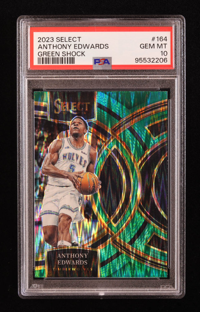 Anthony Edwards 2023-24 Select Prizms Green Shock #164 (PSA 10 ...