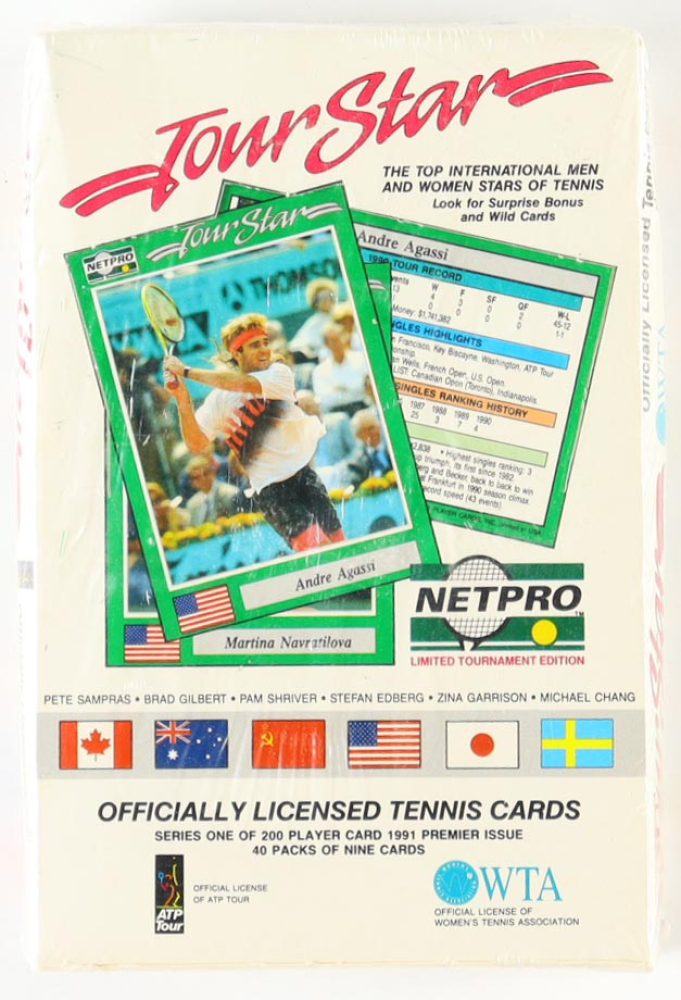 1991 NETPRO Tour Star Premier Edition Tennis Trading Card Box with (40 ...