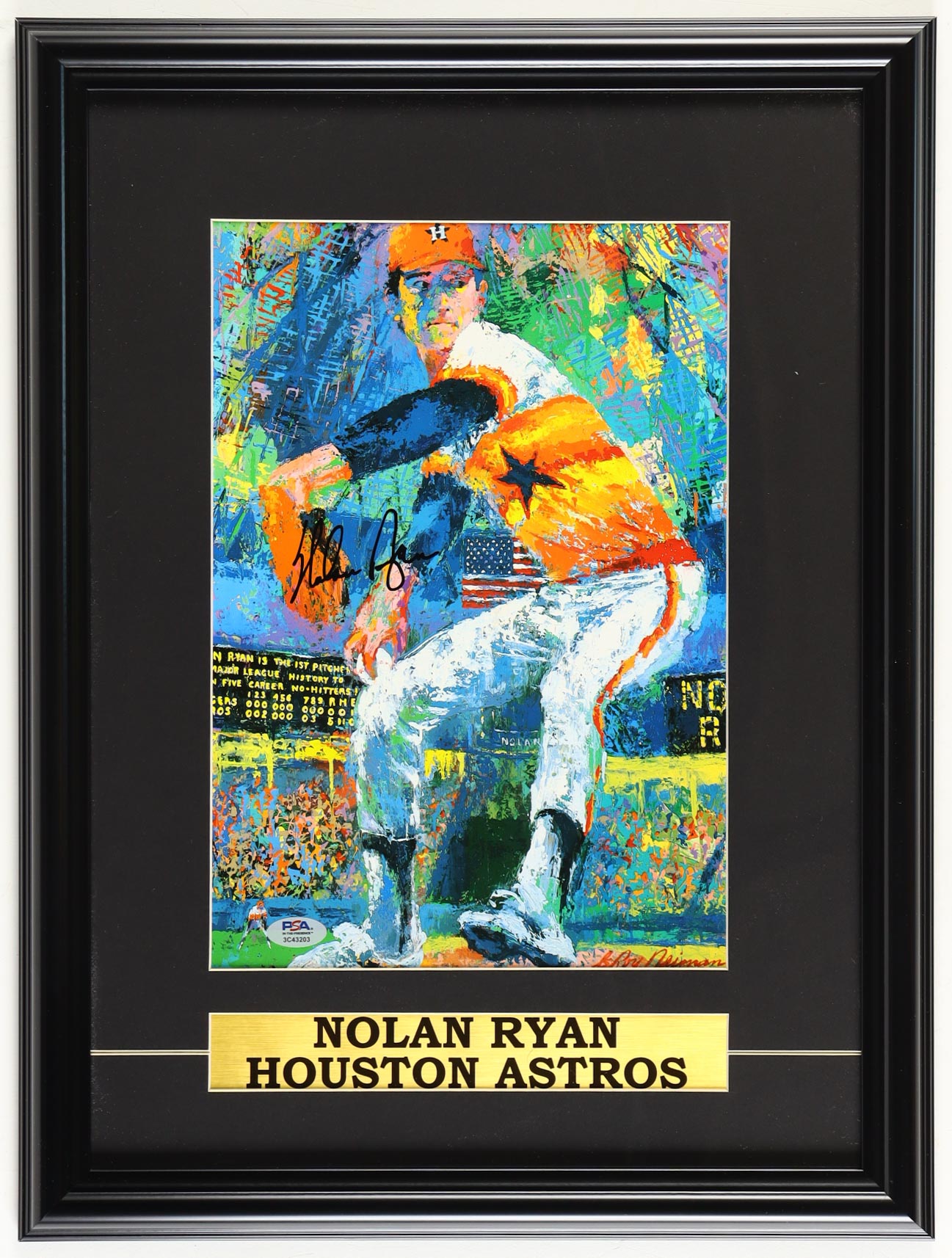 Nolan Ryan Signed Astros Custom Framed Leroy Neiman Art Print Display ...