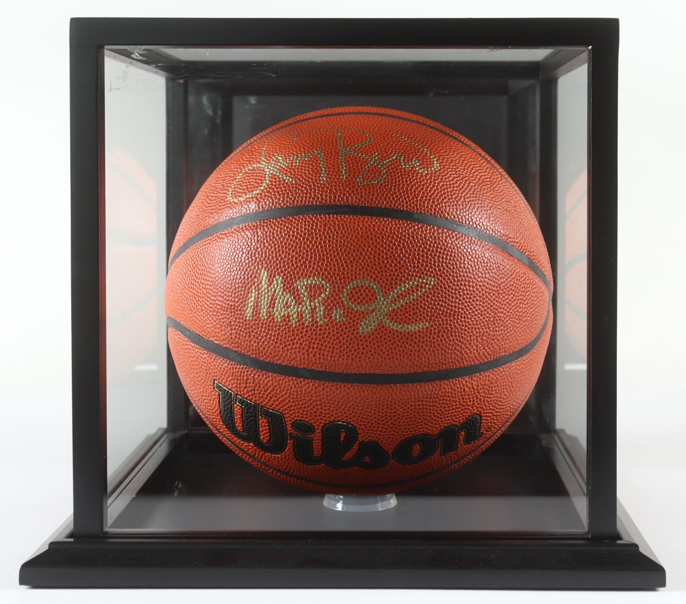 Larry Bird & Magic Johnson Signed NBA Basketball with Acrylic Display Case (Beckett) | Pristine ...