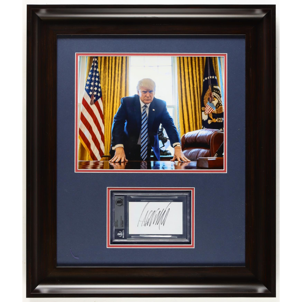 Donald J. Trump Signed Custom Framed Index Card Display (BGS ...