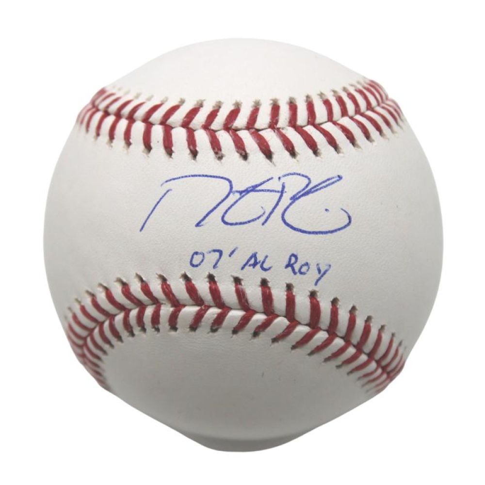 Dustin Pedroia Signed OML Baseball Inscribed "07 AL ROY" (SteinerCX ...