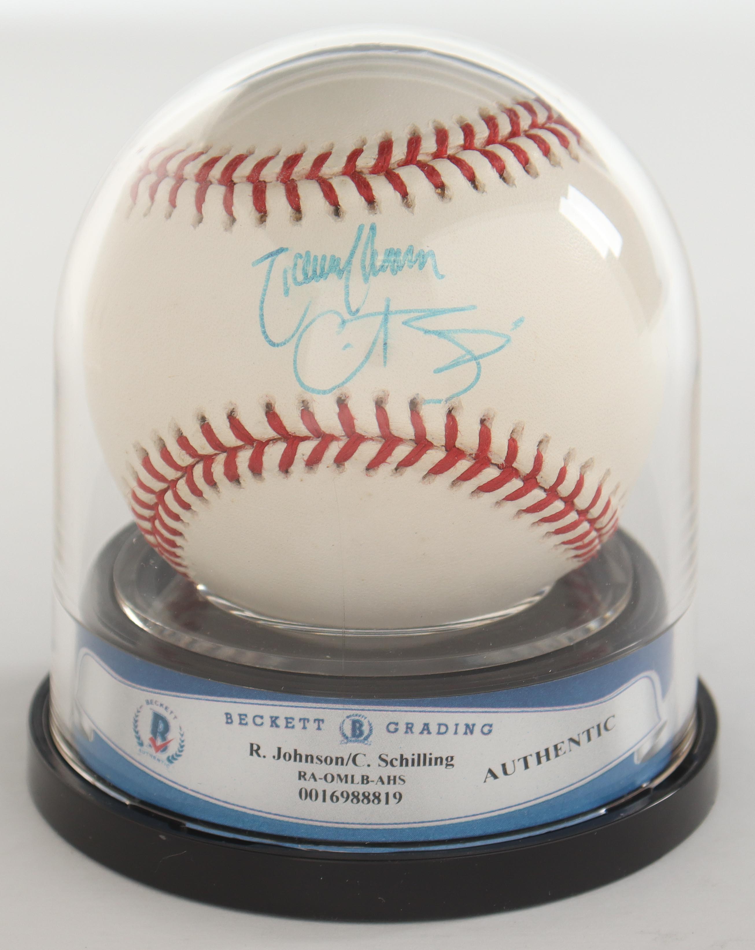 Randy Johnson & Curt Schilling Signed OML Baseball (BAS, MLB & TriStar ...