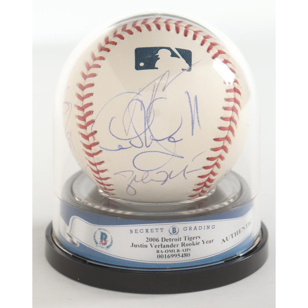 2006 Tigers OML Baseball Team-Signed by (12) with Justin Verlander ...