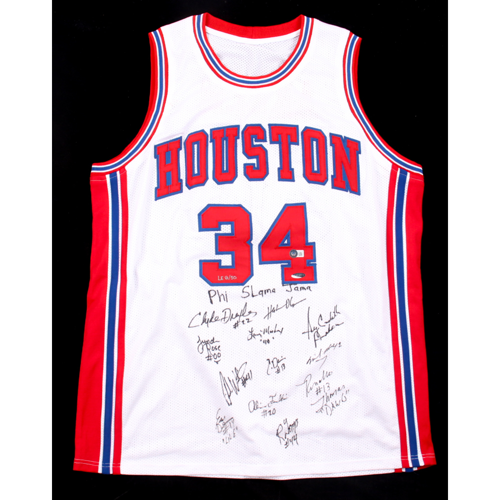 Circa 1982-83 Houston Cougars LE Team-Signed Jersey by (12) with Hakeem ...