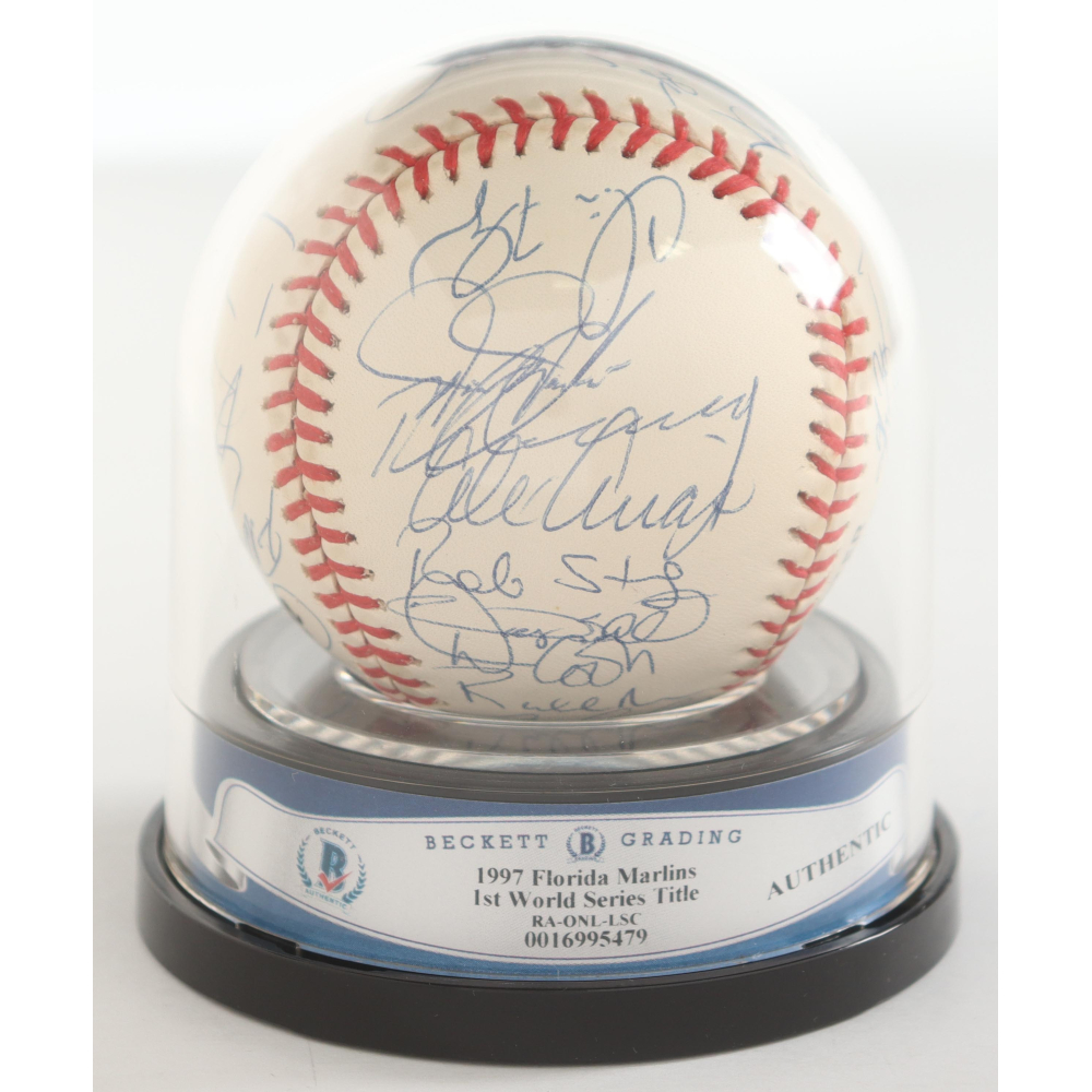 1997 Marlins ONL Baseball Team-Signed by (33) with Tommy Sandt, Bruce ...