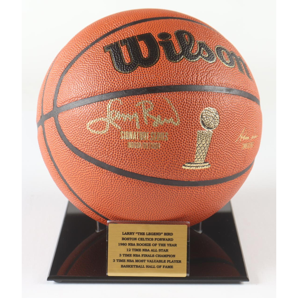 Larry Bird Signed NBA Finals Trophy Signature Series Basketball with ...