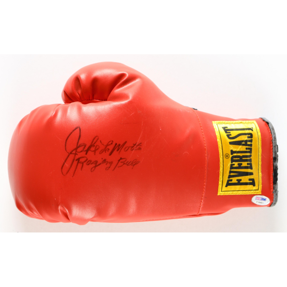 Jake LaMotta Signed Everlast Boxing Glove Inscribed "Raging Bull" (PSA ...