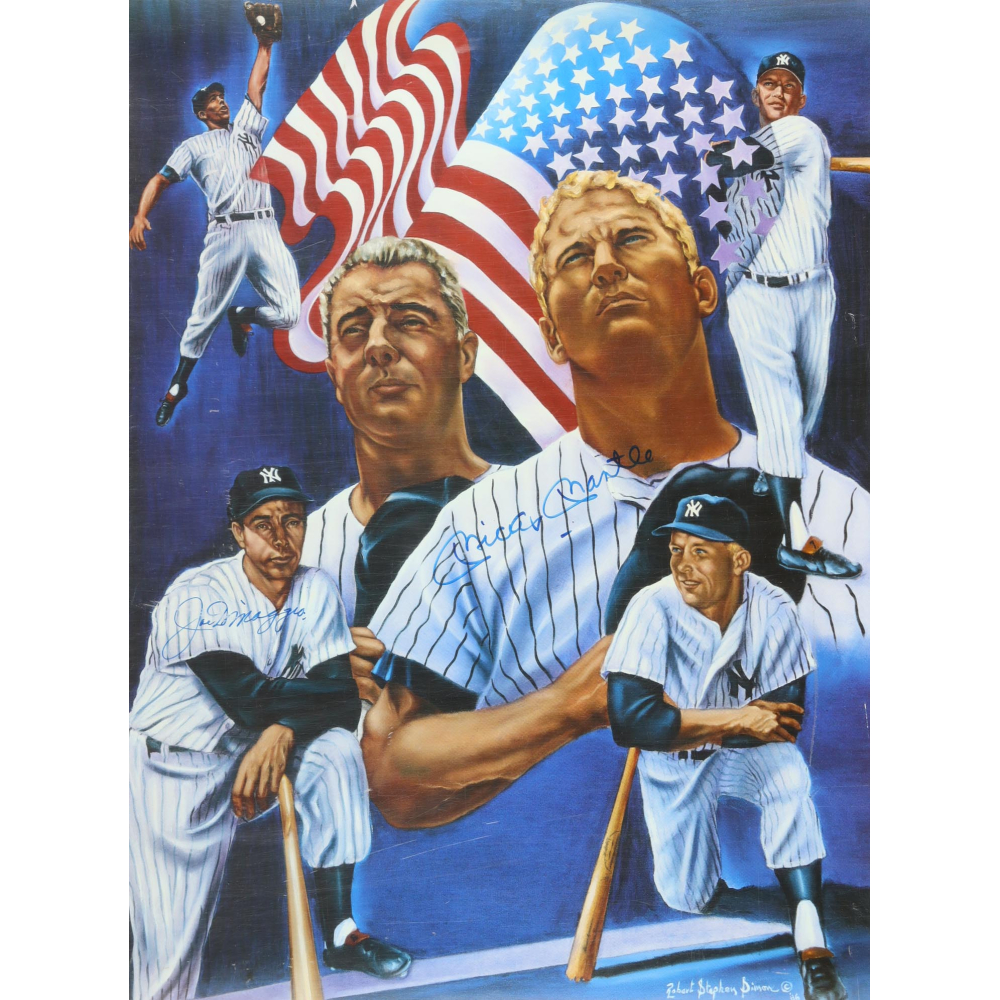 Mickey Mantle & Joe DiMaggio Signed Yankees 18x24 Lithograph (JSA ...