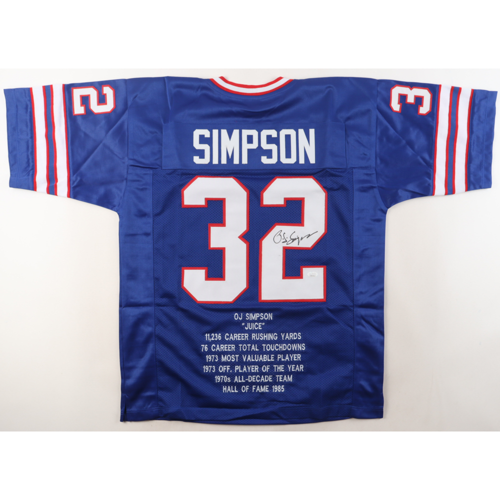 O.J. Simpson Signed Career Highlight Stat Jersey (JSA) | Pristine Auction