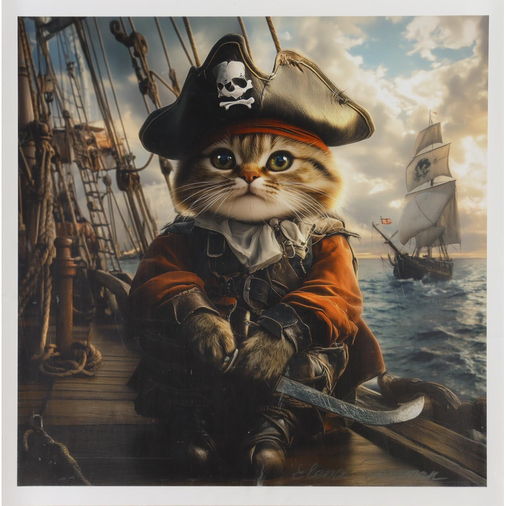 "Adventures of Captain Meow" 2024 24x24 Original Digital Fine Art Print ...