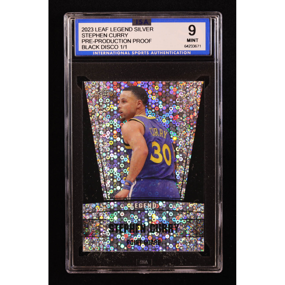 Stephen Curry 2023 Leaf Legend Silver Disco Black Pre-Production Proof ...