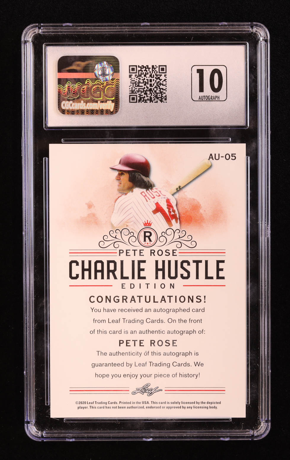 Pete Rose 2020 Leaf Pete Rose Charlie Hustle Autographs #AU05 (CGC 10 ...