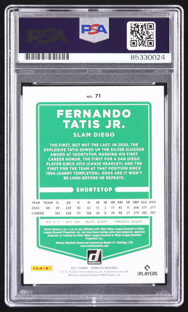 Fernando Tatis Jr. Signed 2021 Donruss #71 (PSA) | Pristine Auction