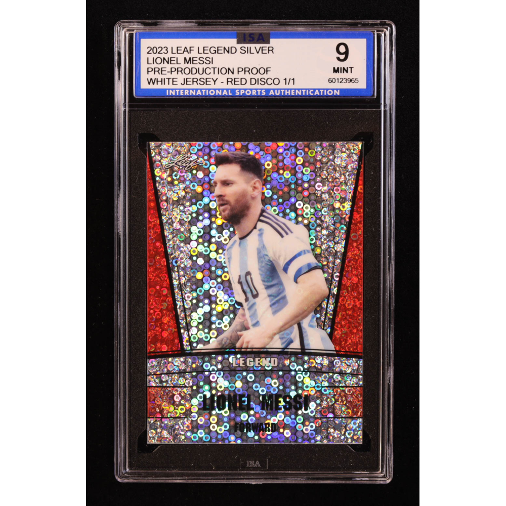 Lionel Messi 2023 Leaf Legend Silver Disco Red Pre-Production Proof # ...