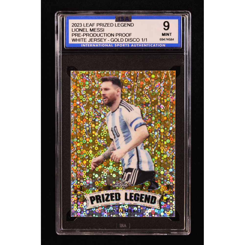 Lionel Messi 2023 Leaf Metal Prized Legend Disco Gold Pre-Production ...