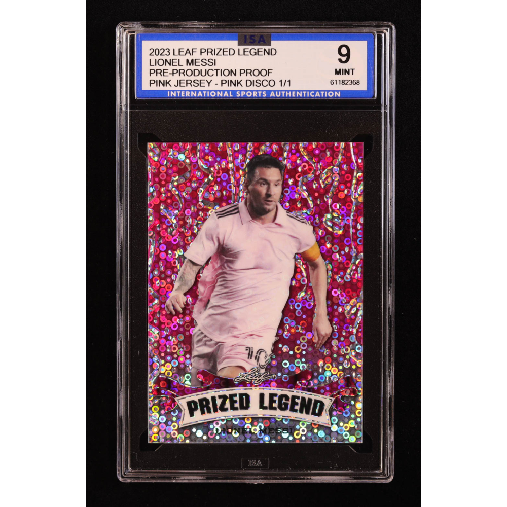 Lionel Messi 2023 Leaf Metal Prized Legend Disco Pink Pre-Production ...