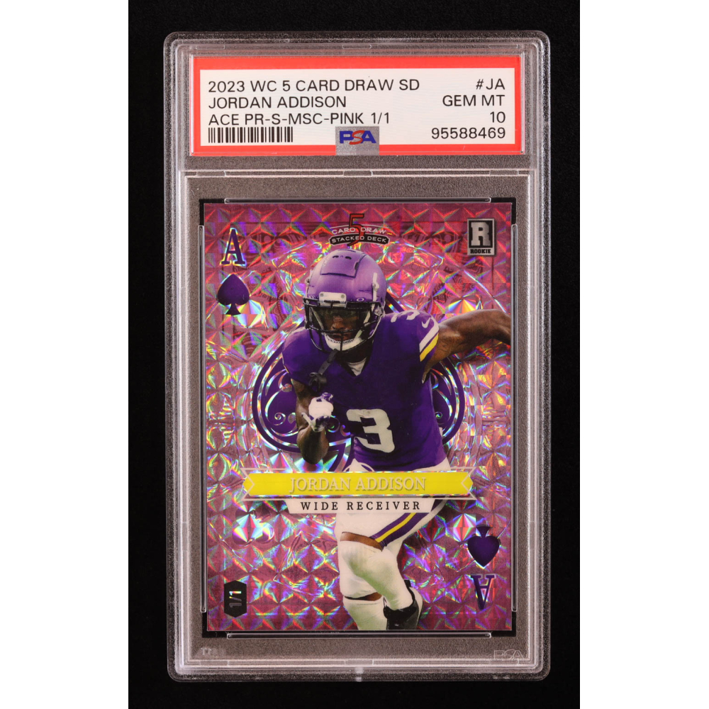 Jordan Addison 2023 Wild Card 5 Card Draw Stacked Deck Ace of Hearts ...