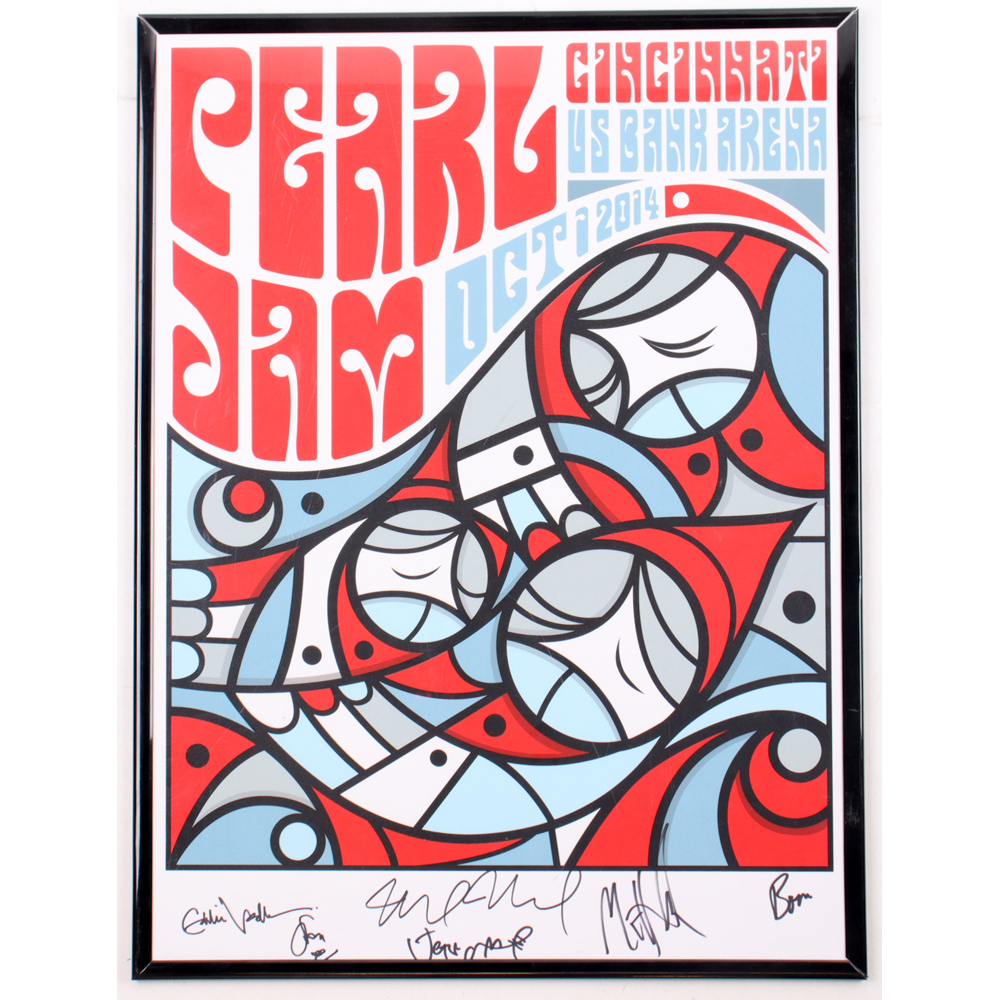 "Pearl Jam" 2014 Custom Framed Concert Poster Display Band-Signed By (5 ...